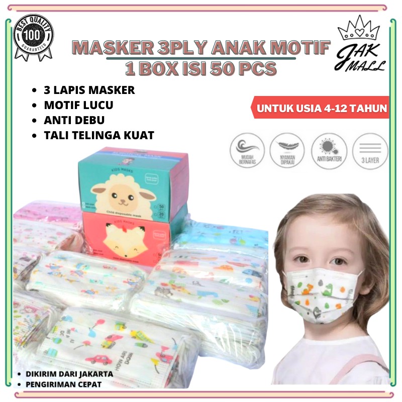 Jual Masker Anak 3Ply Earloop Child Kids Face Mask Anak Motif Mask ...
