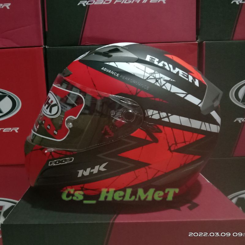 Jual HELM NHK RX9 RAVEN BLACK RED ORANGE DOFF DOUBLE VISOR FULL FACE ...