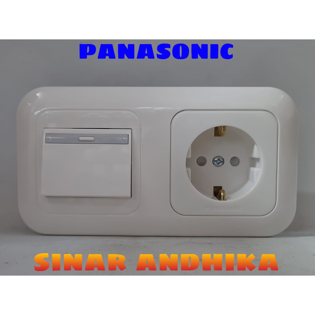 Jual Stop Kontak Panasonic Cp+Saklar Single Lebar Putih Wejp11212 ...