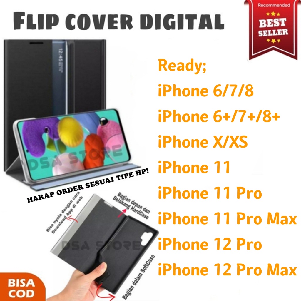 Jual Iphone 6 7 8 X XS Plus Pro Max Smart Case Flip Cover Case Digital ...
