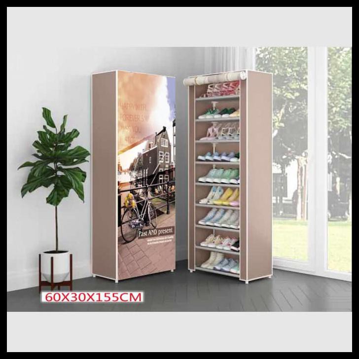 Jual RAK SEPATU KAIN LEMARI SEPATU PORTABLE SHOE RACK 10 SUSUN 9 RANGKA ...