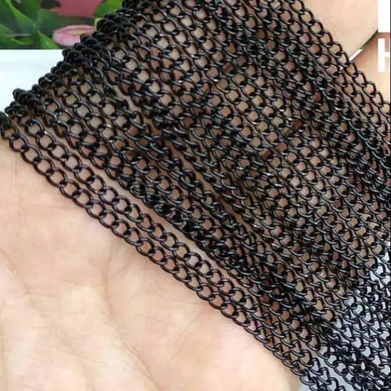 Jual Rantai Hitam/Rantai beras Hitam 0.8 | Shopee Indonesia