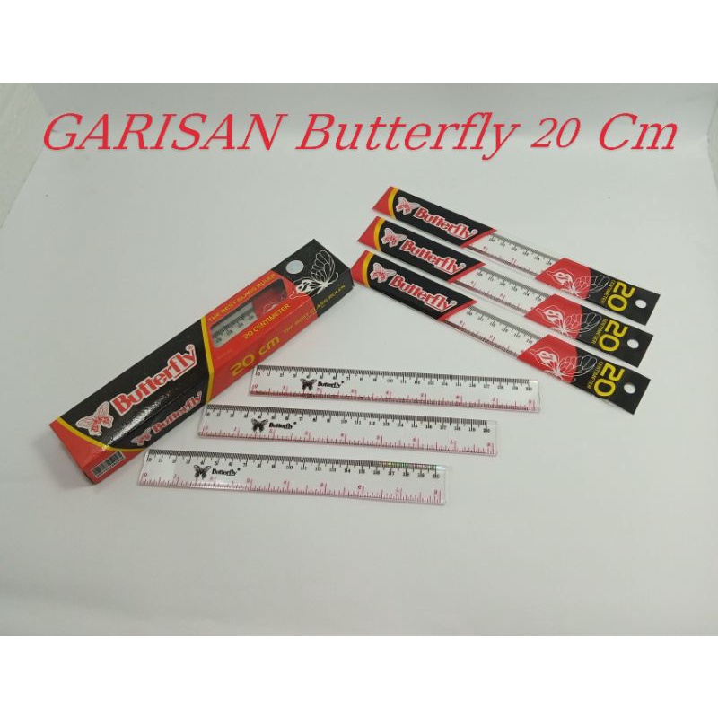 Jual PENGGARIS / GARISAN PLASTIK Butterfly 20 Cm | Shopee Indonesia