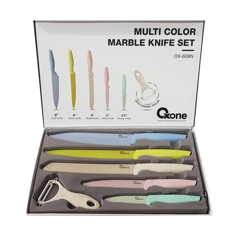 Jual Oxone OX-608 Pisau Dapur Multi Colour Marble Knife Set | Shopee ...