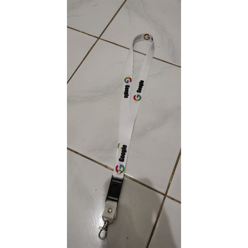 Jual tali id card google lanyard 2cm/bisa custom satian | Shopee Indonesia