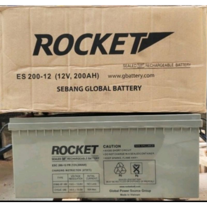 Jual VRLA ES200-12 Rocket, Industrial Storage Battery, UPS, Solar power dll | Shopee Indonesia