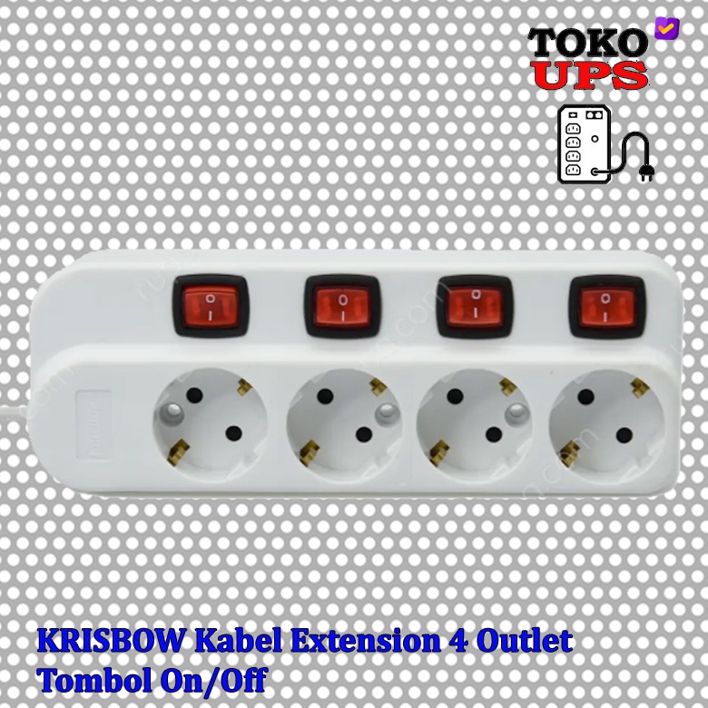 Jual Kabel Extension 4 Outlet Tombol On/Off KRISBOW | Shopee Indonesia