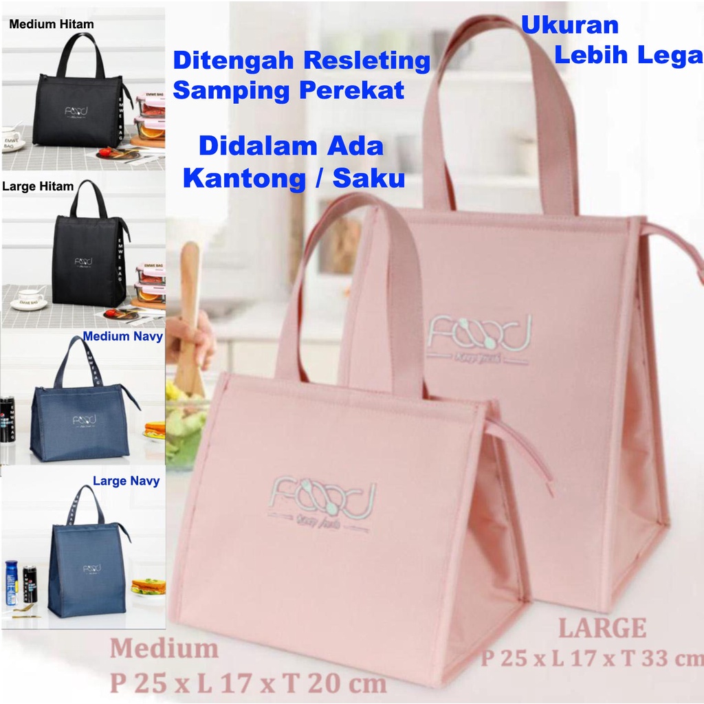 Jual Lunch Tote Bag Food Box Foil Tas Bekal makan siang Cooler bag ...