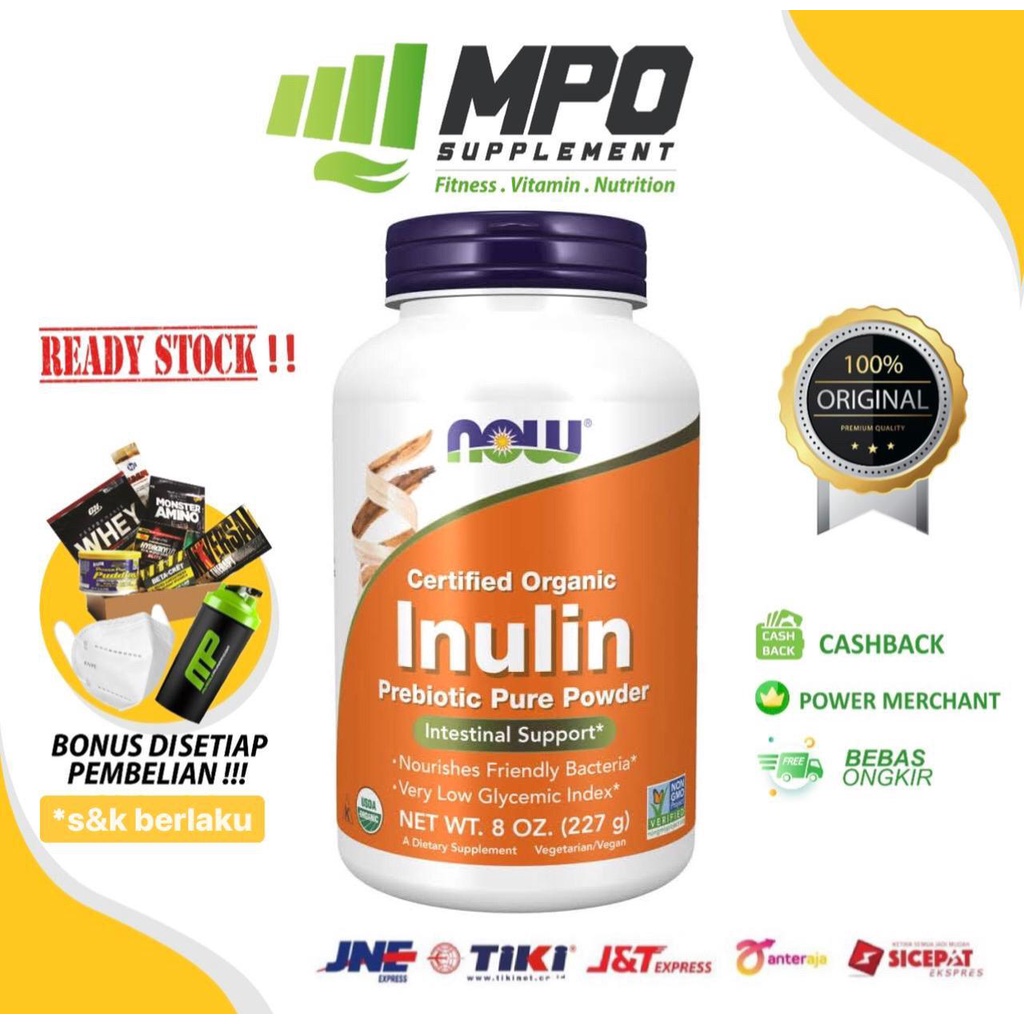 Jual NOW Foods Certified Organic Inulin Prebiotic Pure Powder 227gr 8oz ...