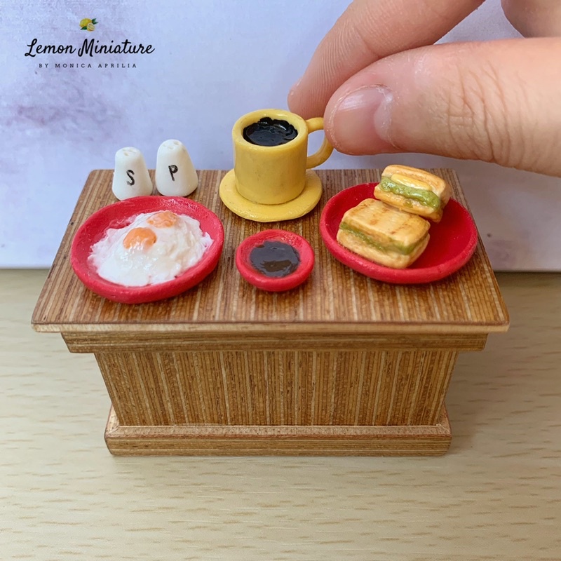 Jual [Pre Order] Miniature Clay Food Set Kaya Toast | Miniature Makanan ...