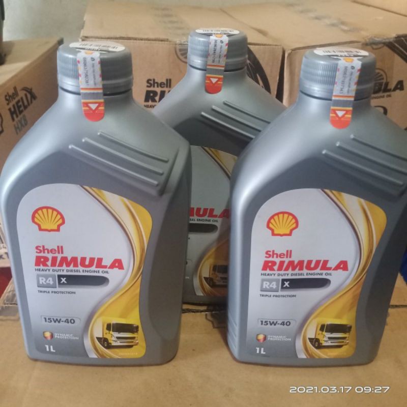 Jual oli mesin mobil oil Shell Rimula R4X 15W 40 1liter ori 1pc ...