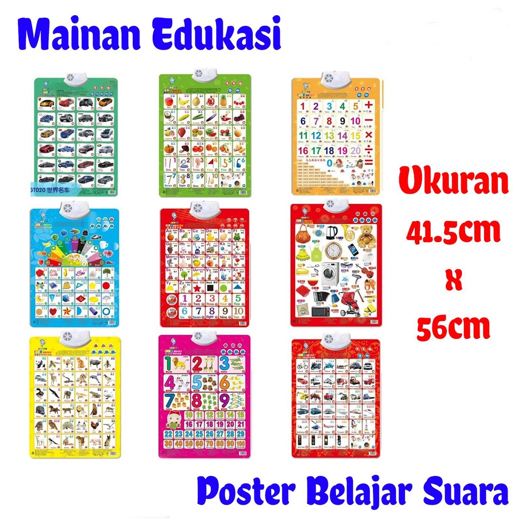 Jual POSTER suara tempelan dinding 2 BAHASA English Mandarin Baru Anak ...