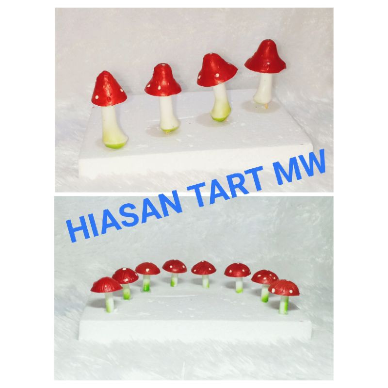 Jual Topper Hiasan Kue Plastik Jamur Merah Plastik Set / Topper Cake ...