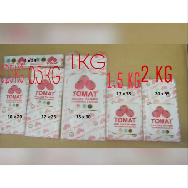 Jual PLASTIK PE TOMAT UKURAN 17X35 CM(1.5 KG) | Shopee Indonesia