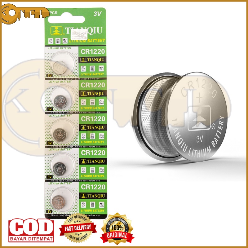 Jual Baterai Tianqiu CR1220, Litium, Strip Sobek (1 Baterai)/Baterai ...