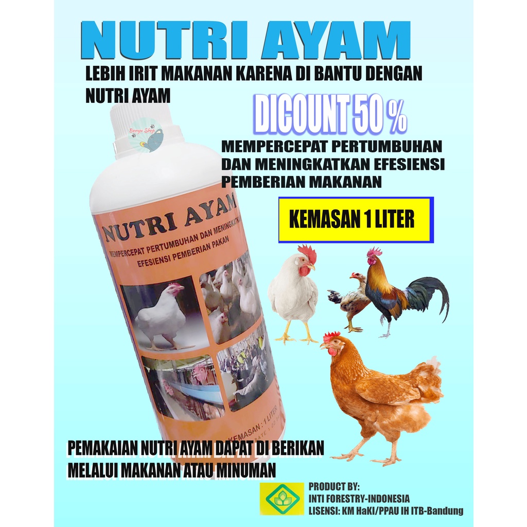 Jual 1 LITER - NUTRI AYAM Suplemen Hewan Ternak Mempercepat Pertumbuhan ...