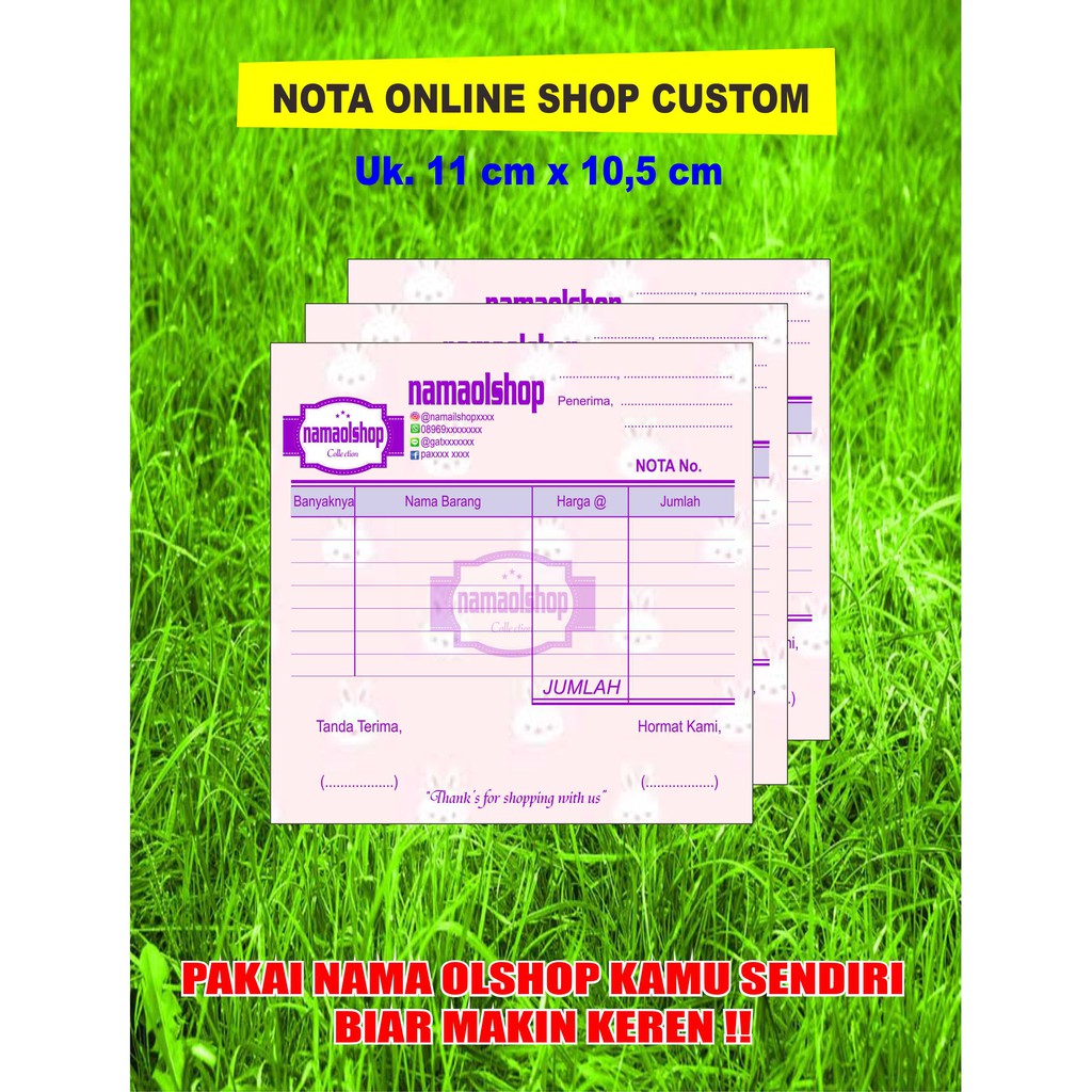 Jual Nota Olshop Custom/Kwitansi/Faktur/Invoice Ukuran 1/6 Folio-HVS ...