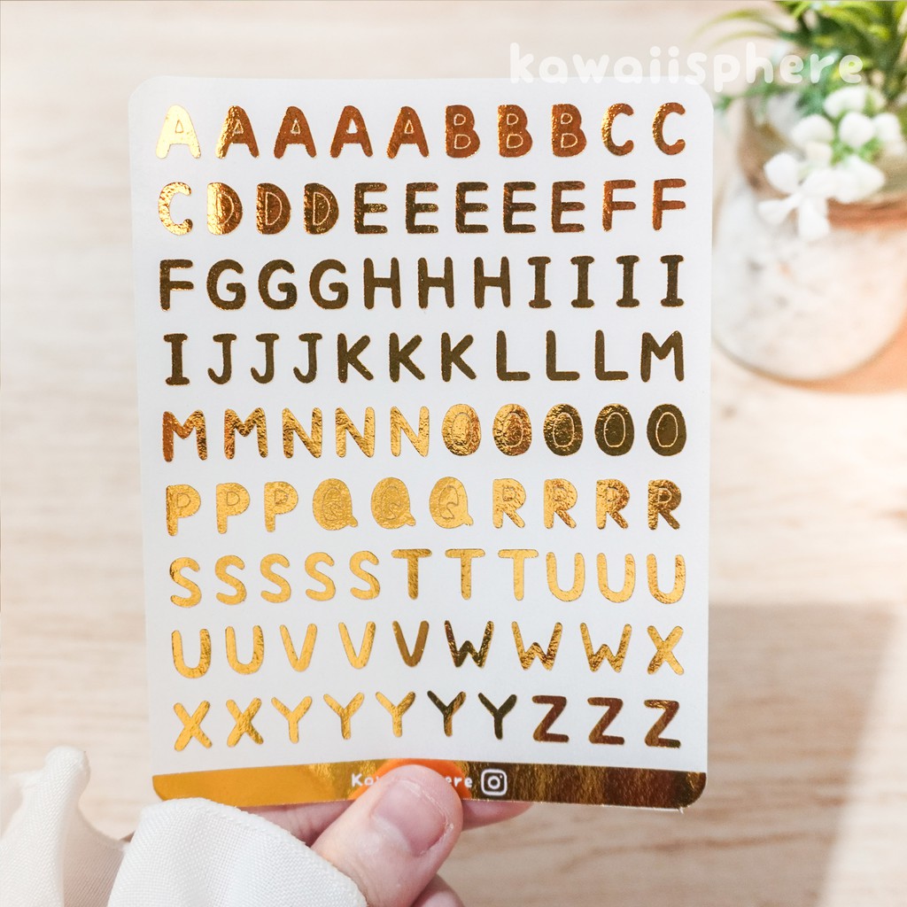 Jual Alphabet Foiled Stickers Kawaiisphere | Gold / Silver / Rose Gold ...