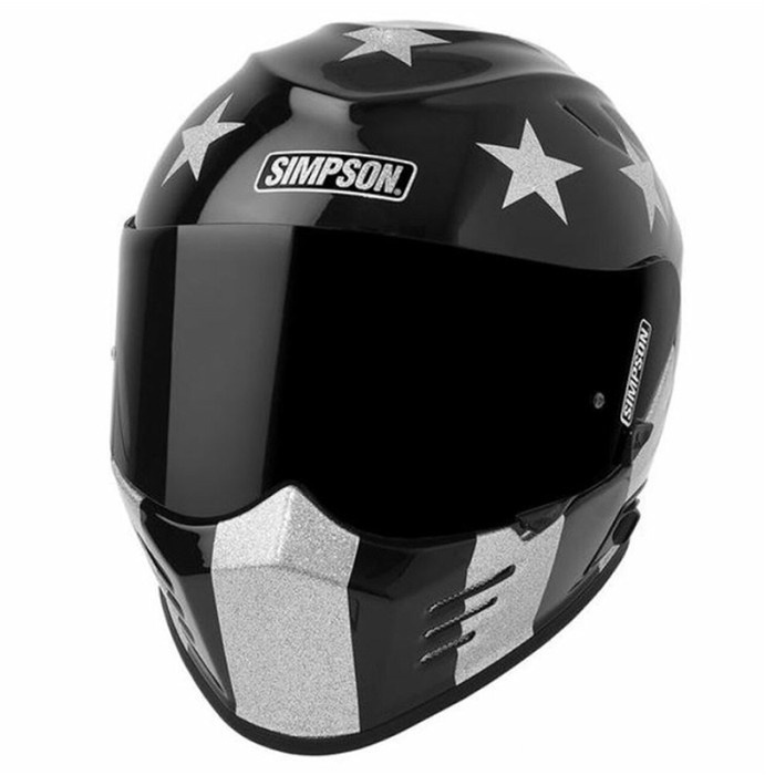 Jual SIMPSON VENOM STING RAE BLACK SILVER STARS | HELM FULL FACE ...