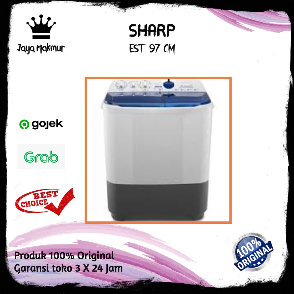 Jual MESIN CUCI SHARP EST 97 CM 9 KG 2 TABUNG 95CM 9KG SUPER AQUAMAGIC ...