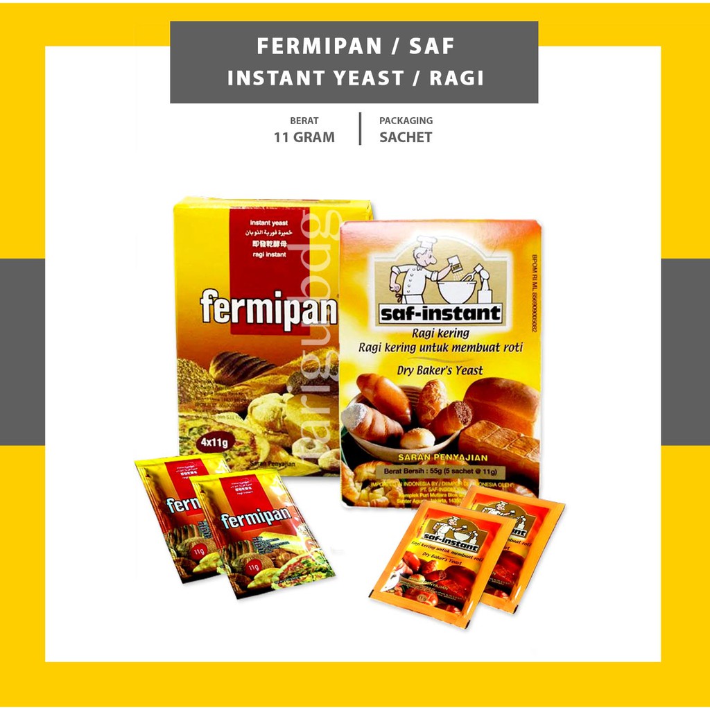 Jual RAGI FERMIPAN SAF 11GR - INSTANT YEAST - PENGEMBANG ROTI - RAGI ...