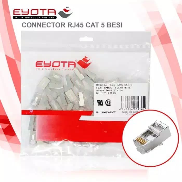 Jual KONEKTOR RJ45 CAT 5 EYOTA / JACK RJ 45 LAN CAT5 BESI / METAL 50 ...