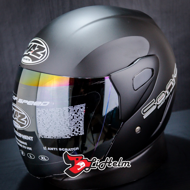 Jual HELM MAZ SONIC SOLID BLACK DOFF | HALF FACE SNI | SINGLE VISOR ...
