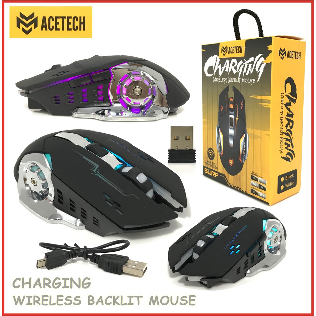 Jual Mouse Wireless Gaming Acetech With Charging | Shopee Indonesia