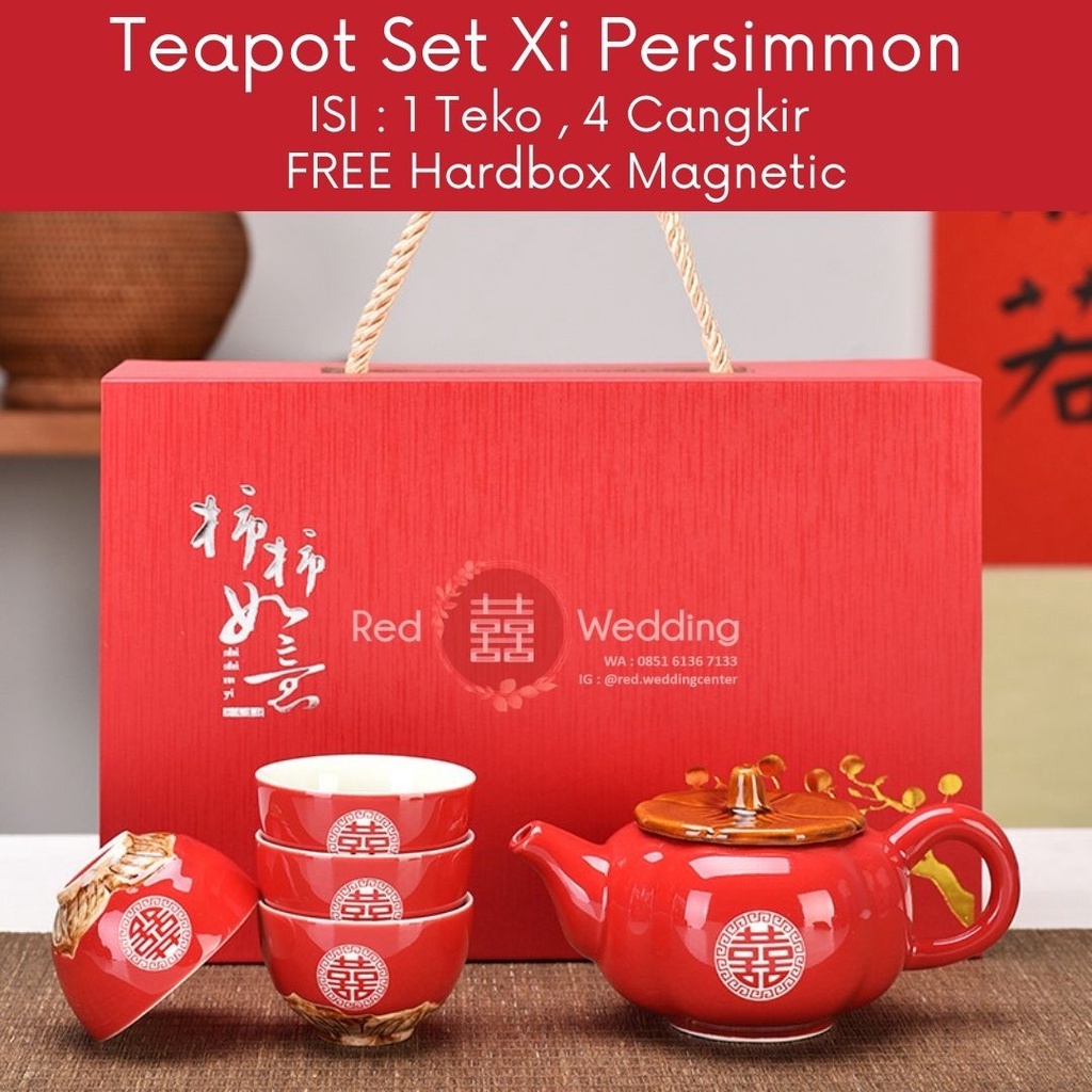 Jual PERSIMMON TEAPOT SET Ukir Shuangxi Premium 1 Teko 4 Cangkir dan ...