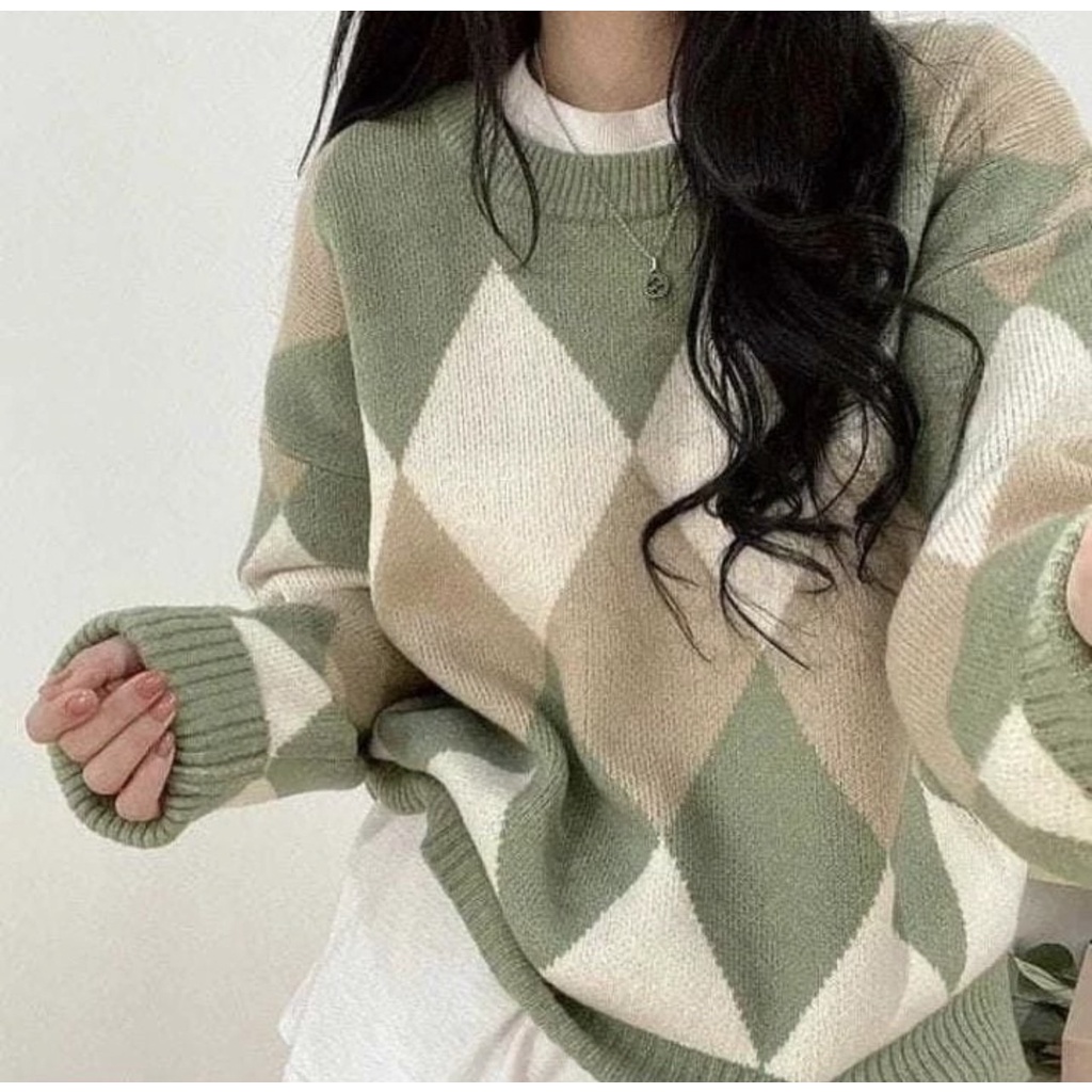 Jual Fluor.Inc - Sweater Rajut Wanita Rainbow Oversize Premium ...