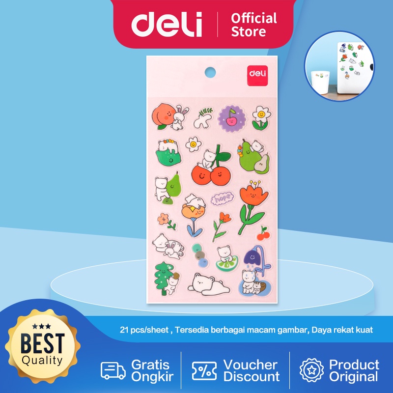 Jual Deli Cartoon Sticker / Stiker Kartun Doodle Gambah Hewan dan Buah ...
