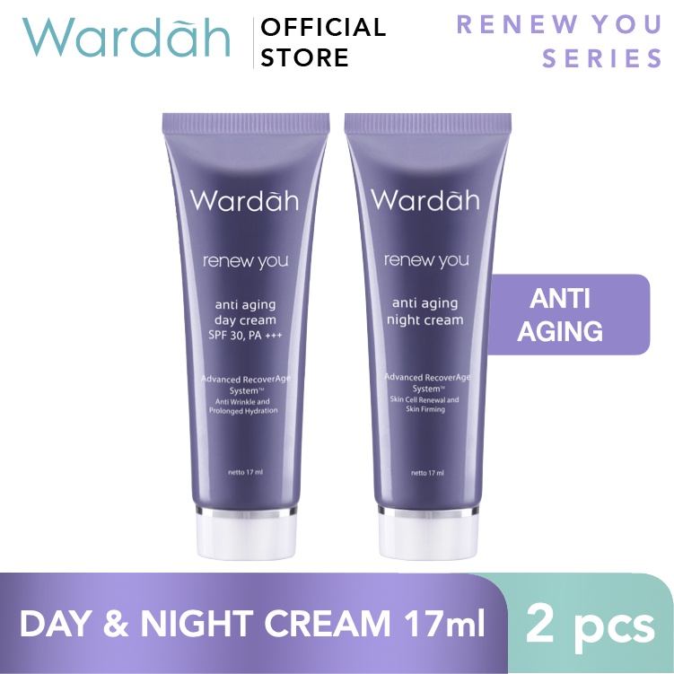 Jual WARDAH RENEW YOU NIGHT CREAM DAN DAY CREAM / ANTI AGING 17ML / 9ML ...