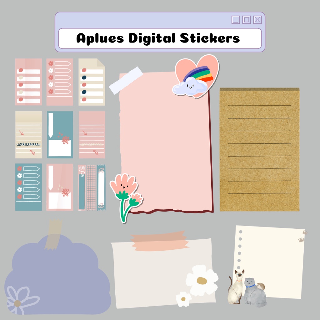 Jual Sticker Digital Mix Cute Aesthetic Colorful for Goodnotes ...