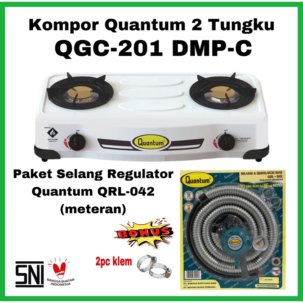 Jual Paket Kompor Gas QUANTUM 2 Tungku QGC-201 DMPC Free Regulator ...