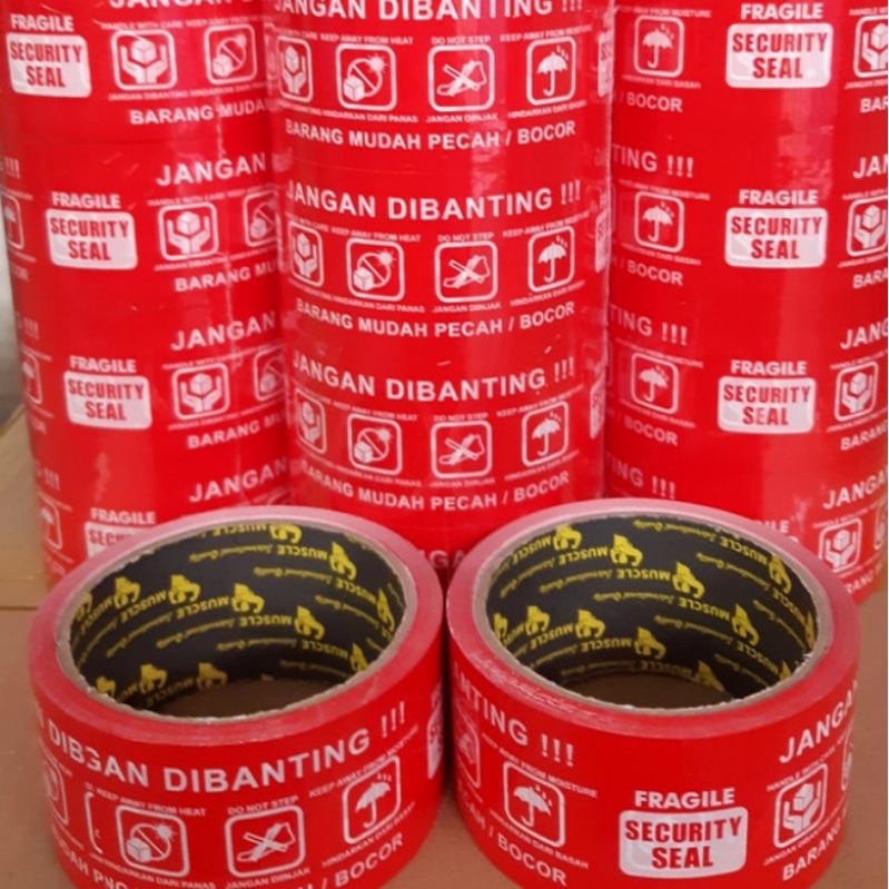 Jual LAKBAN FRAGILE MERAH 2" 48mm x 72yard(50meter full) | Shopee Indonesia