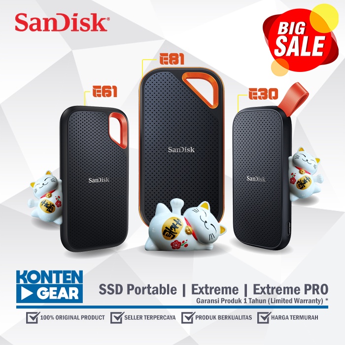 Jual SanDisk 2TB 1TB 500GB 480GB SSD Portable - Extreme - Extreme PRO E30 E61 E81 Series ...