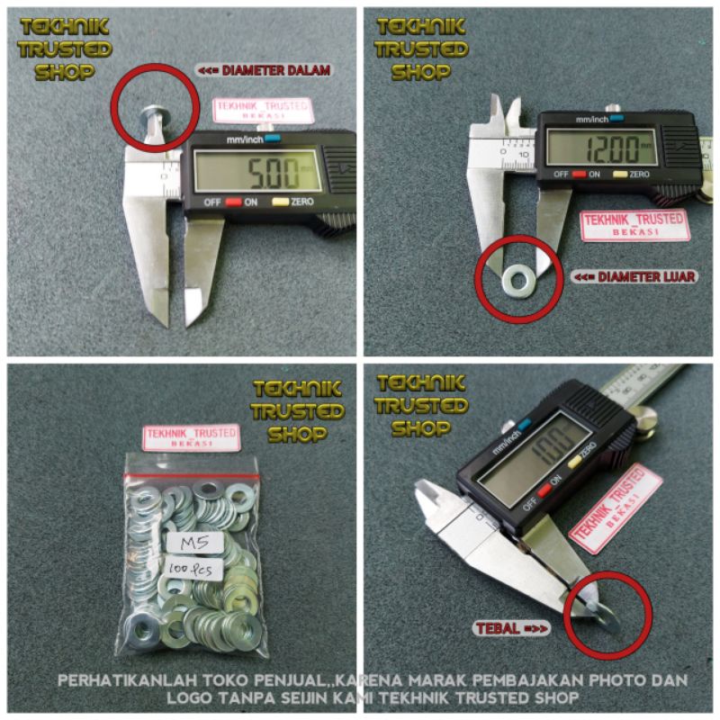 Jual Plat ring besi galvanis putih M5 Tebal 1mm 1pack isi 100pcs ...