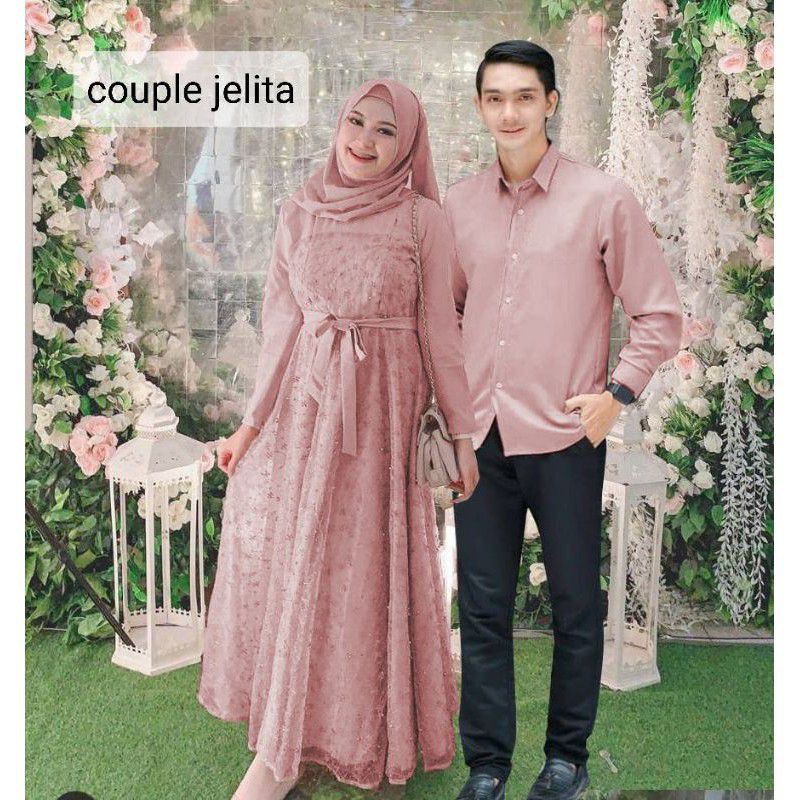 Jual Couple brokat tile mutiara velvet cp brukat tule pesta dress ...