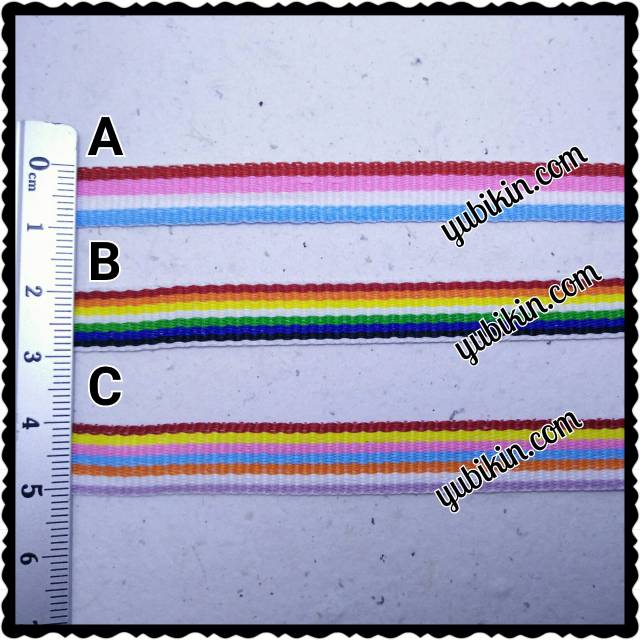 Jual 1 Roll Pita Bis Ban 1cm Pelangi Polyester Panjang 25 Meter ...