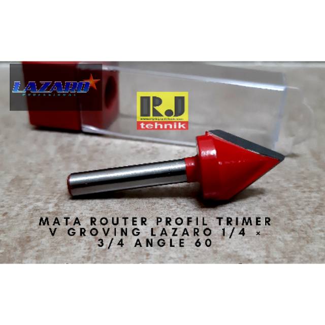 Jual Mata Router Profil Trimer V Groving Lazaro 1/4 × 3/4 Angle 90 ...