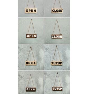 Jual [KODE HLSYD] OPEN CLOSE BUKA TUTUP TULISAN KAYU SIGN WOOD KAYU ...