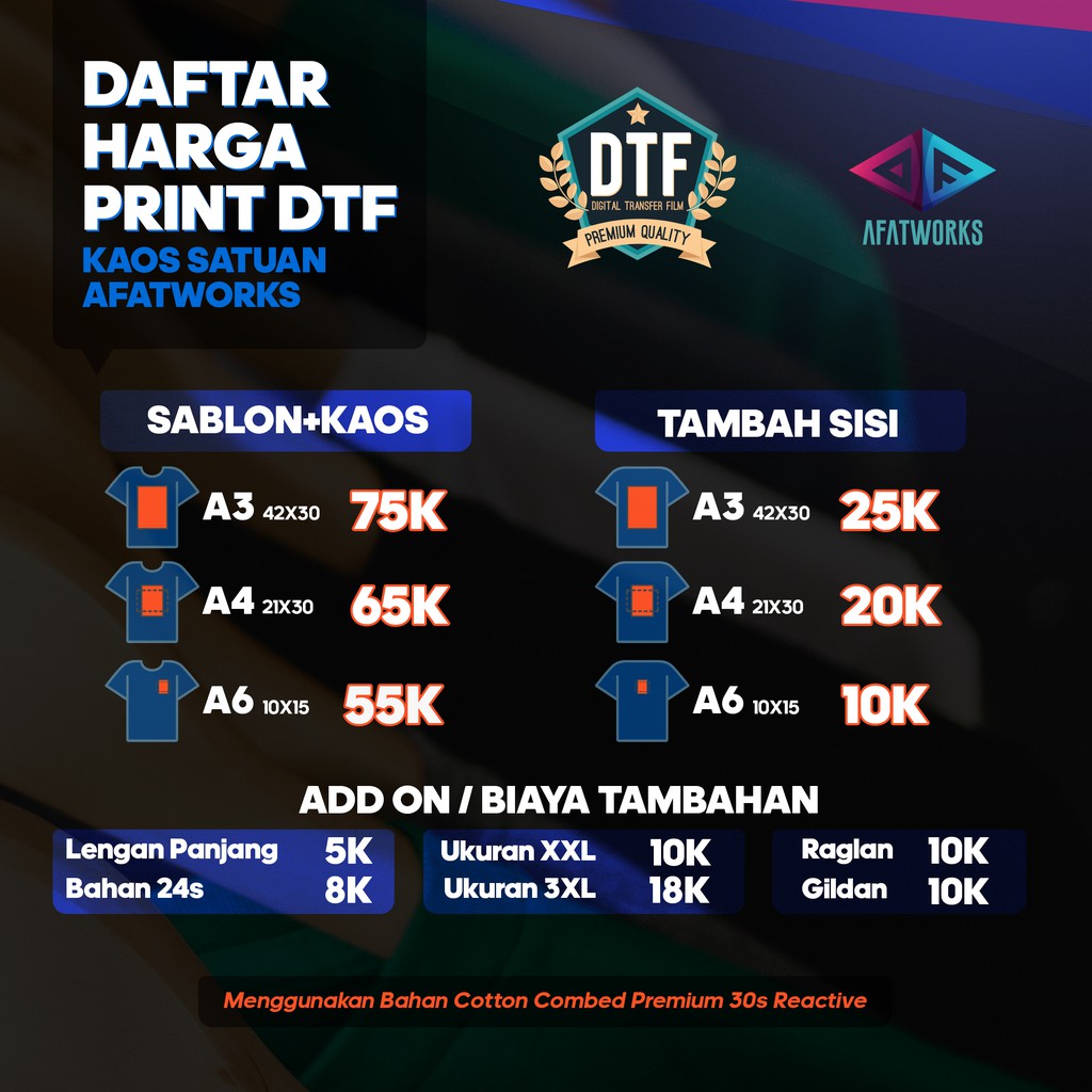 Jual Tambah Sisi Sablon DTF | Shopee Indonesia