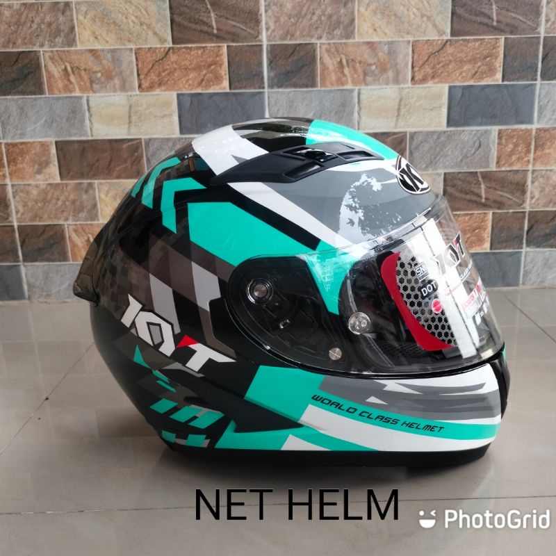 Jual HELM KYT FALCON FR FLOW BLACK AQUA ONGKIR 2 KG | Shopee Indonesia