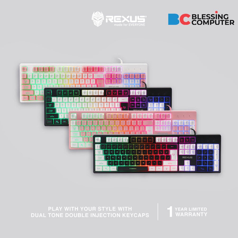Jual Keyboard Gaming REXUS BATTLEFIRE K9E BLACK WHITE | Shopee Indonesia