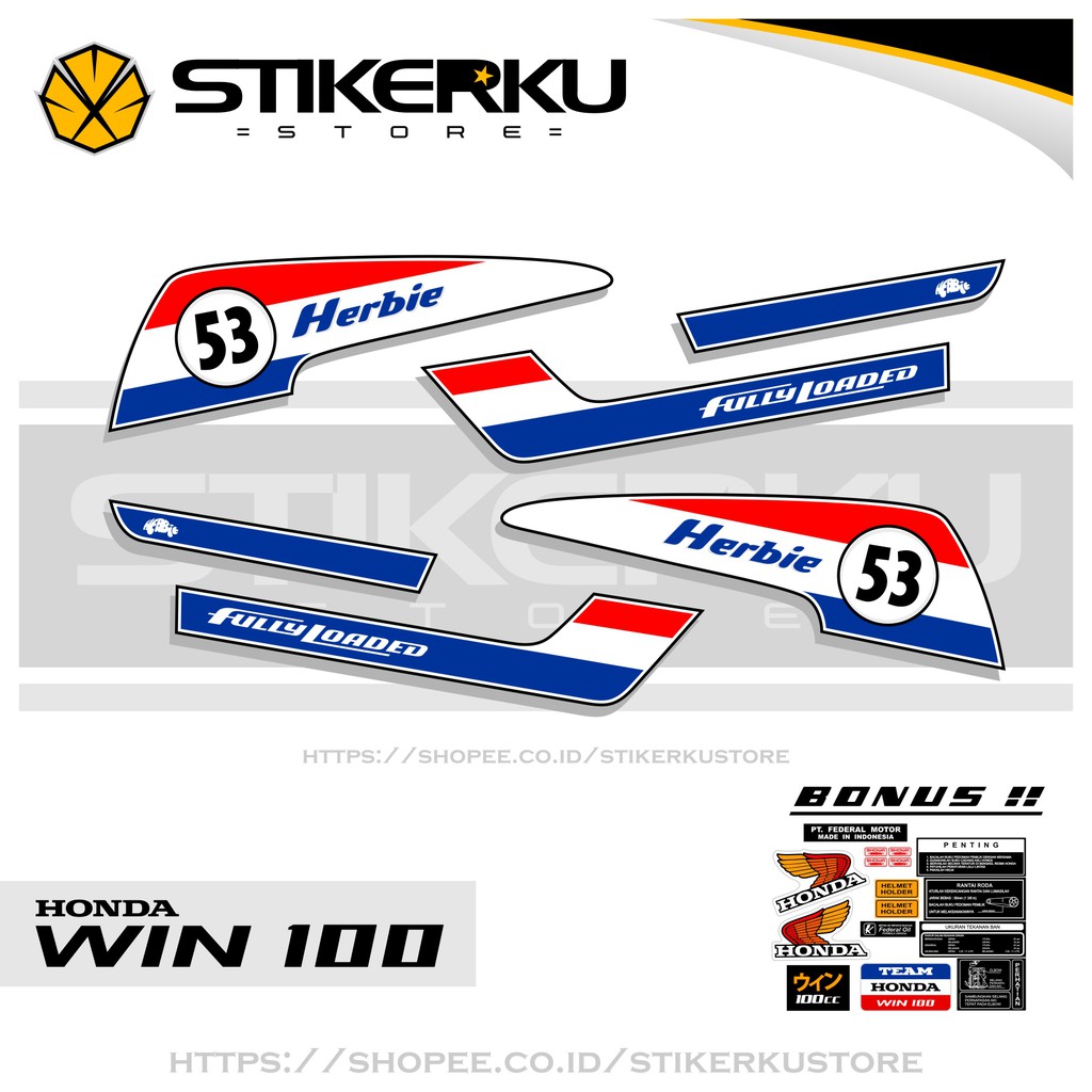 Jual STIKER HONDA WIN 100 / STICKER / LIS BODY / STRIPING / DECALS / 04 ...