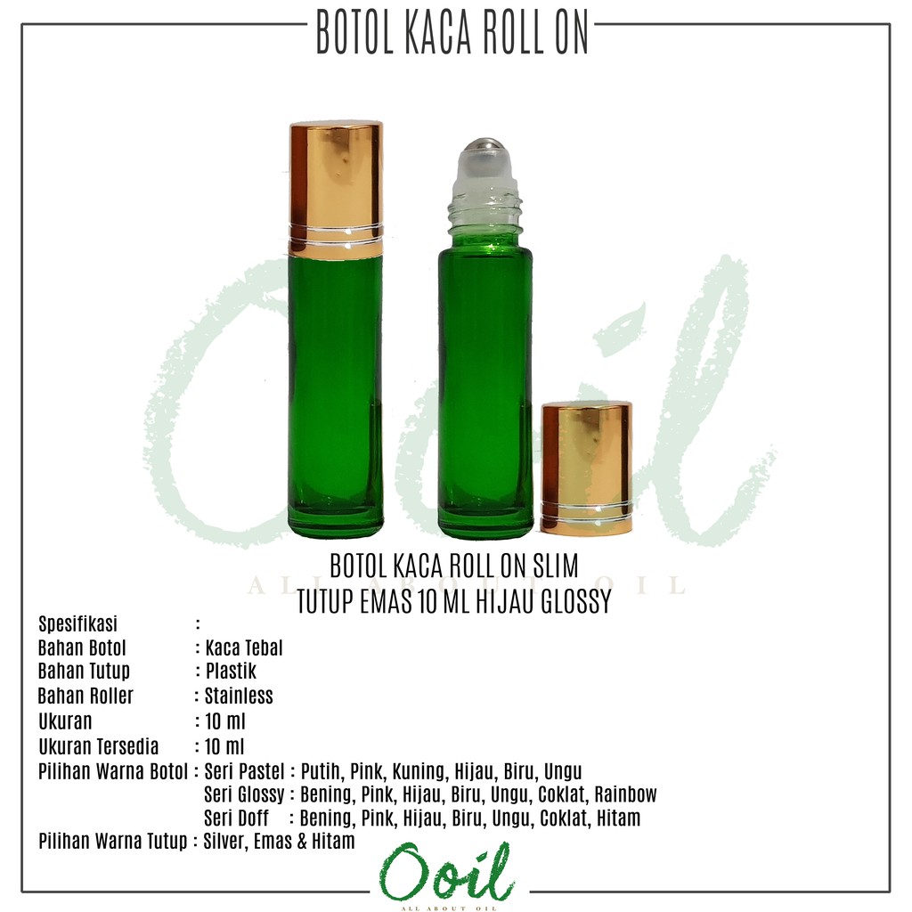 Jual Botol Kosong Kaca Tebal Stainless Steel Roll On slim Glossy Tutup ...