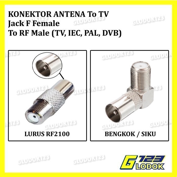 Jual Konektor Jack Jak Jek Antena To TV F Drat Female To TV Male ...