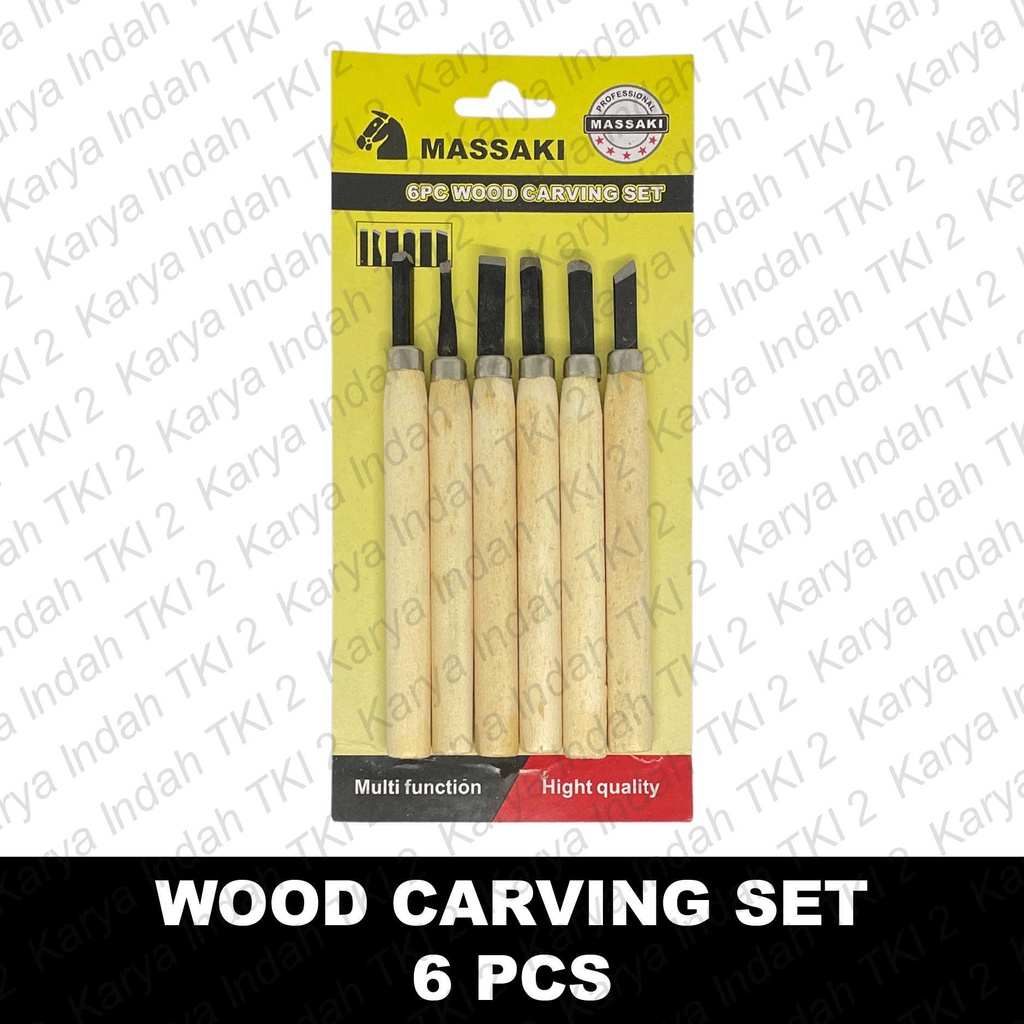 Jual Alat Ukir Kayu MASSAKI 6 Pcs Wood Carving Tool Pahat Cukil Kayu ...