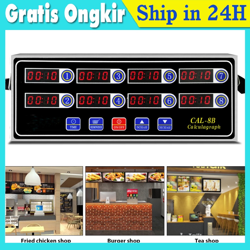 Jual Timer Dapur Digital 8 Channel Bahan Stainless Steel Layar LCD ...