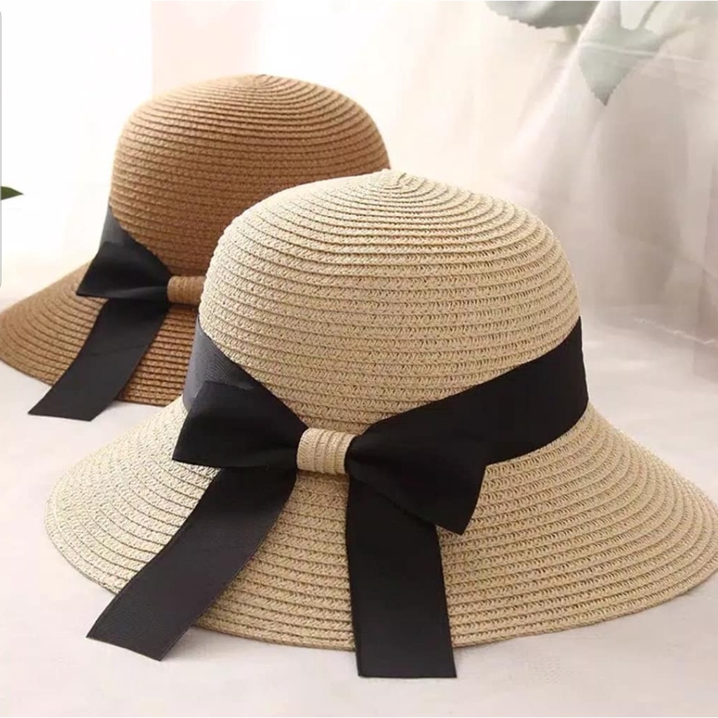 Jual Topi pantai summerhat paper OUVAL pita BESAR | Shopee Indonesia